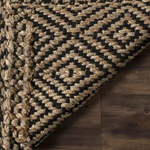 SAFAVIEH Natural Fiber Collection 2'3" x 8' Black NF181C Handmade Premium Jute Runner Rug