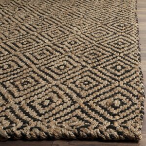 SAFAVIEH Natural Fiber Collection 2'3" x 8' Black NF181C Handmade Premium Jute Runner Rug