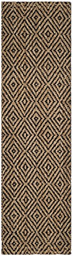 SAFAVIEH Natural Fiber Collection 2'3" x 8' Black NF181C Handmade Premium Jute Runner Rug