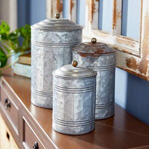 deco 79 metal decorative jars with lids, set of 3 12″, 9″, 8″h, gray