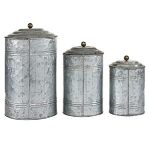 Deco 79 Metal Decorative Jars with Lids, Set of 3 12", 9", 8"H, Gray