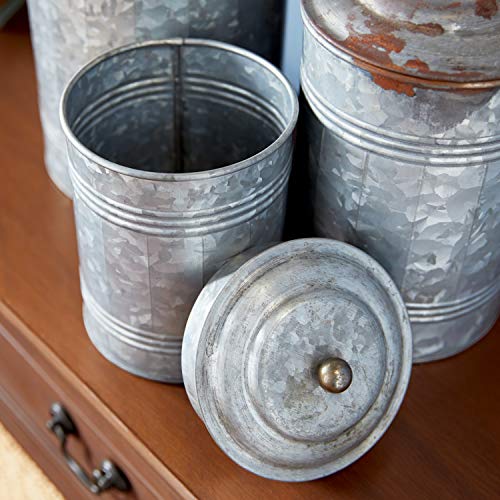 Deco 79 Metal Decorative Jars with Lids, Set of 3 12", 9", 8"H, Gray