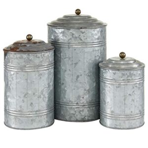 Deco 79 Metal Decorative Jars with Lids, Set of 3 12", 9", 8"H, Gray