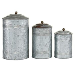 Deco 79 Metal Decorative Jars with Lids, Set of 3 12", 9", 8"H, Gray