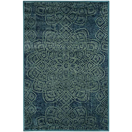 SAFAVIEH Constellation Vintage Collection 2' x 3' Light Blue/Multi CNV751 Modern Viscose Accent Rug