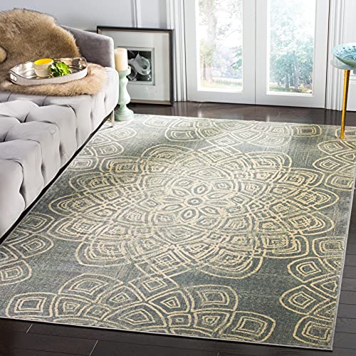 SAFAVIEH Constellation Vintage Collection 2' x 3' Light Blue/Multi CNV751 Modern Viscose Accent Rug