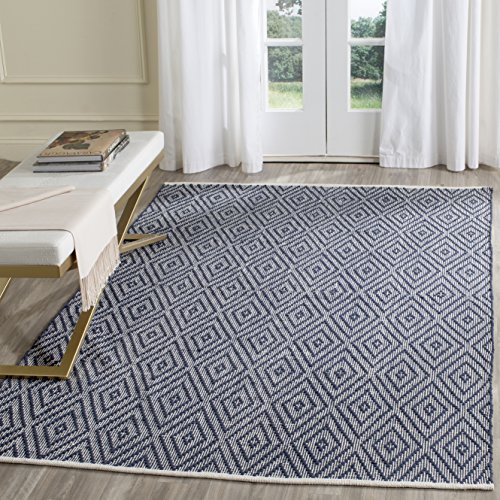 SAFAVIEH Montauk Collection 5' x 7' Navy/Ivory MTK811C Handmade Trellis Cotton Area Rug