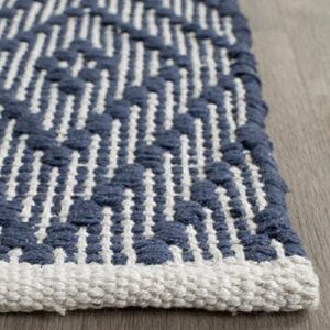 SAFAVIEH Montauk Collection 5' x 7' Navy/Ivory MTK811C Handmade Trellis Cotton Area Rug