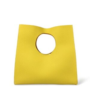 HOXIS Vintage Minimalist Style Soft Pu Leather Handbag Clutch Small Tote (Yellow)