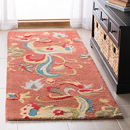 SAFAVIEH Blossom Collection 2'6" x 10' Rust / Multi BLM680B Handmade Premium Wool Runner Rug