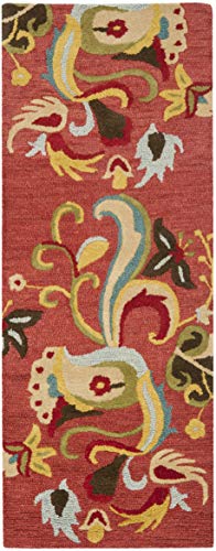 SAFAVIEH Blossom Collection 2'6" x 10' Rust / Multi BLM680B Handmade Premium Wool Runner Rug