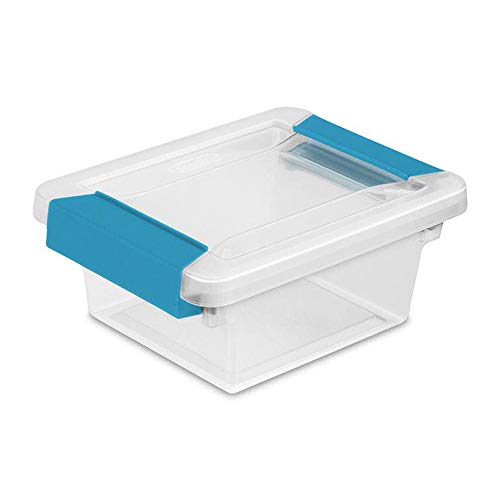 Sterilite Plastic Miniature Clip Storage Box Container with Latching Lid for Home, Office, Workspace, and Utility Space Organization, 24 Pack