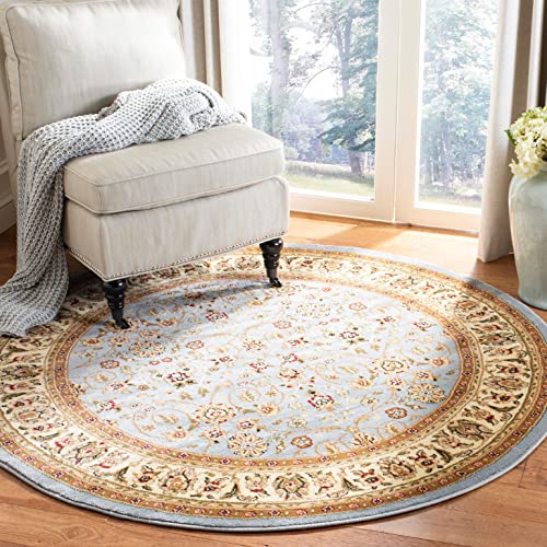 SAFAVIEH Lyndhurst Collection 4' Round Light Blue/Ivory LNH312B Traditional Oriental Non-Shedding Dining Room Entryway Foyer Living Room Bedroom Area Rug