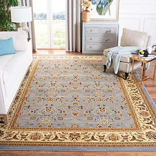 SAFAVIEH Lyndhurst Collection 4' Round Light Blue/Ivory LNH312B Traditional Oriental Non-Shedding Dining Room Entryway Foyer Living Room Bedroom Area Rug