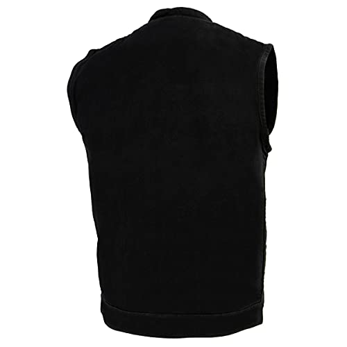 Milwaukee Leather MDM3000 Men's Black Denim ‘Quick Draw’ Dual Closure Club Style Vest - X-Large