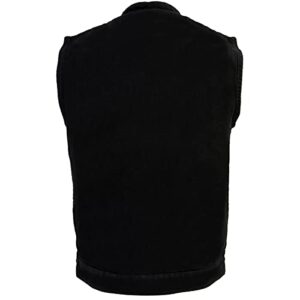 Milwaukee Leather MDM3000 Men's Black Denim ‘Quick Draw’ Dual Closure Club Style Vest - X-Large