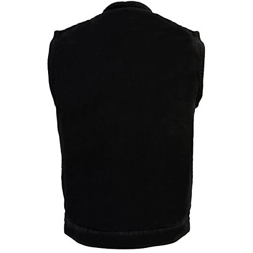 Milwaukee Leather MDM3000 Men's Black Denim ‘Quick Draw’ Dual Closure Club Style Vest - X-Large