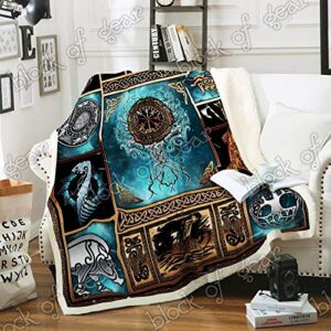 geembi viking sofa blanket ps591b, adult sherpa fleece throw blankets bedding blanket reversible -decorative blanketed – artwork sherpa blanket – best gift 2019