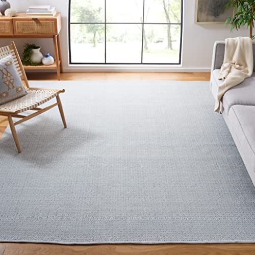 SAFAVIEH Montauk Collection 8' x 10' Ivory / Light Blue MTK717B Handmade Cotton Area Rug