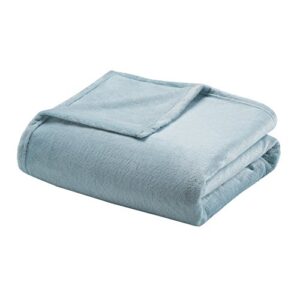 madison park – bl51-0642 microlight luxury throw blanket premium soft cozy for bed, couch or sofa, twin, sterling blue