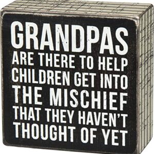 Primitives by Kathy 27218 Pinstripe Trimmed Box Sign, Grandpas, Wood, Small