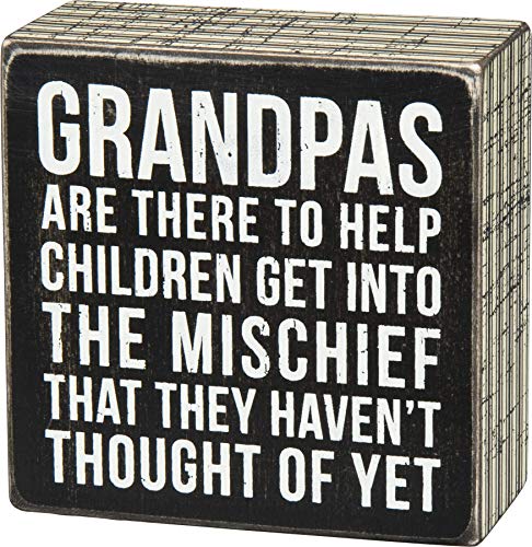 Primitives by Kathy 27218 Pinstripe Trimmed Box Sign, Grandpas, Wood, Small