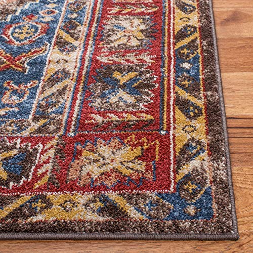 SAFAVIEH Bijar Collection 4' x 6' Brown / Royal BIJ621C Traditional Oriental Distressed Non-Shedding Living Room Bedroom Accent Rug