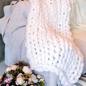 VIYEAR Chunky Knit Blanket Soft Handmade Knitting Throw Bedroom Sofa Decor Super Large White 59"x 59"