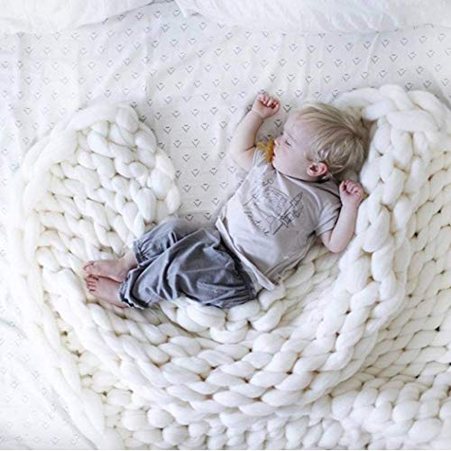 VIYEAR Chunky Knit Blanket Soft Handmade Knitting Throw Bedroom Sofa Decor Super Large White 59"x 59"