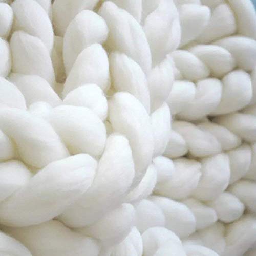 VIYEAR Chunky Knit Blanket Soft Handmade Knitting Throw Bedroom Sofa Decor Super Large White 59"x 59"