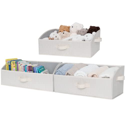 StorageWorks Closet Storage Bins, Trapezoid Storage Box, Fabric Bins and Baskets, 3-Pack, Jumbo, Mixing of Beige, White & Ivory