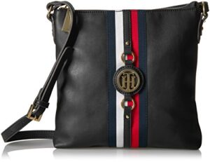 tommy hilfiger women’s jaden crossbody bag, black polyvinyl chloride