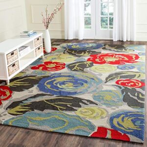 SAFAVIEH Four Seasons Collection 2'6" x 4' Black/Multi FRS437A Hand-Hooked Floral Accent Rug