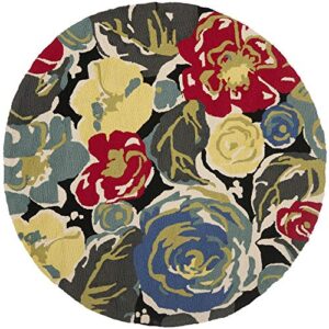 SAFAVIEH Four Seasons Collection 2'6" x 4' Black/Multi FRS437A Hand-Hooked Floral Accent Rug