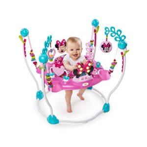 bright starts disney baby minnie mouse peekaboo activity jumper with lights and melodies, ages 6 months +