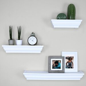 ballucci victorian wall ledge and shelf, 12″, 16″, 24″, set of 3, white