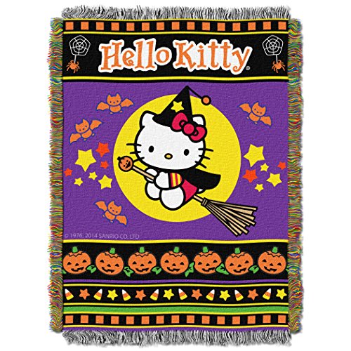 SANRIO Hello Kitty, "Witchy Kitty" Woven Tapestry Throw Blanket, 48" x 60", Multi Color