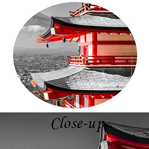 Kreative Arts Black and White Photograph with Pop of Red on a Japanese Temple in Autumn Canvas Prints Wall Art Fall Landscape Photo to Canvas Giclee Artwork with Frame Ready to Hang Home Decor 24x36inch