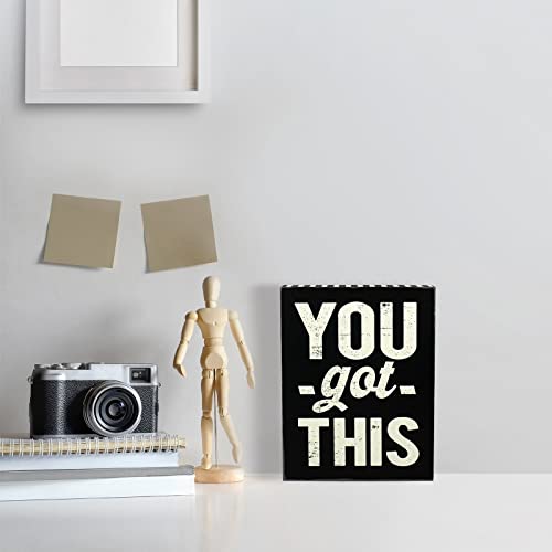 SANY DAYO HOME You Got This 6 x 8 inches Inspirational Wood Box Signs, Wall and Office Desk Decor for Women