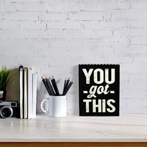 SANY DAYO HOME You Got This 6 x 8 inches Inspirational Wood Box Signs, Wall and Office Desk Decor for Women