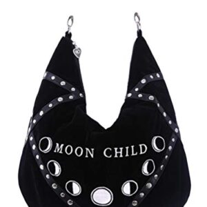 Restyle Moon Child Velvet Hobo Gothic Punk Occult Wicca Day Crossbody Bag Sack