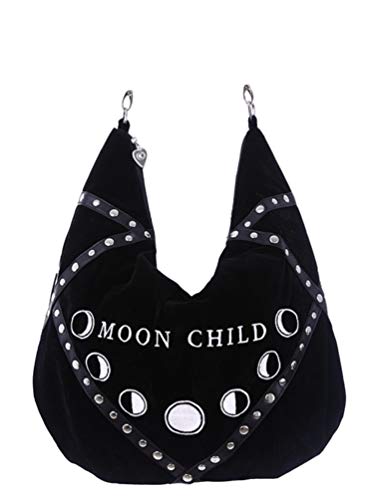 Restyle Moon Child Velvet Hobo Gothic Punk Occult Wicca Day Crossbody Bag Sack