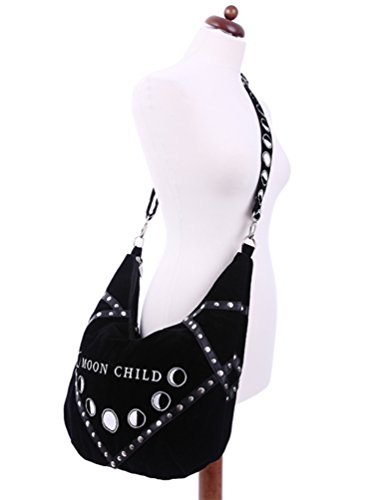 Restyle Moon Child Velvet Hobo Gothic Punk Occult Wicca Day Crossbody Bag Sack