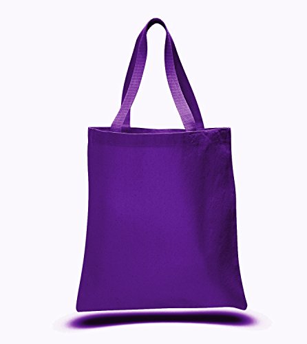 (12 Pack) 1 Dozen - Heavy Cotton Canvas Tote Bags (Purple)