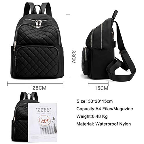 Backpack for Women, Myhozee Backpacks Womens Multipurpose Design Handbags and Shoulder Bag Travel Backpacks Purse Black Quilted mochilas para mujer