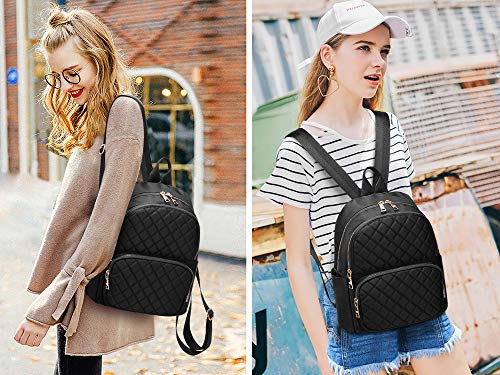 Backpack for Women, Myhozee Backpacks Womens Multipurpose Design Handbags and Shoulder Bag Travel Backpacks Purse Black Quilted mochilas para mujer