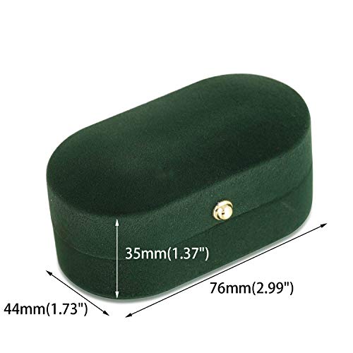 FM FM42 Vintage Green Velvet Ring Box Holder Jewelry Display Storage Case for 2 Rings Wedding Engagement JB1007