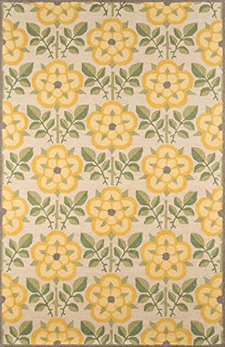 Momeni Rugs Newport Collection, 100% Wool Hand Tufted Loop Cut Contemporary Area Rug, 2' x 3', Yellow