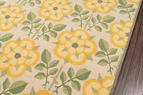 Momeni Rugs Newport Collection, 100% Wool Hand Tufted Loop Cut Contemporary Area Rug, 2' x 3', Yellow