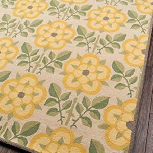 Momeni Rugs Newport Collection, 100% Wool Hand Tufted Loop Cut Contemporary Area Rug, 2' x 3', Yellow